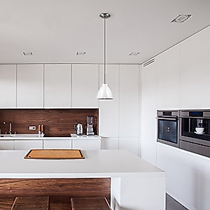 Globe Electric Rickon 1-Light Pendant, White Finish, Brushed Steel Accent, Designer Chevron Fabric Cord, 65621