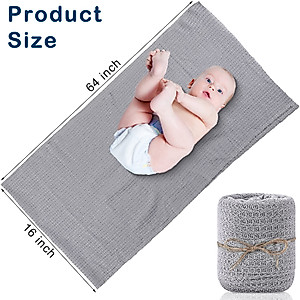 6 Pcs Baby Wrap Newborn Baby Knit Stretch Wrap Baby Blankets Unisex Newborn Photography Wraps Props Baby Swaddle Wrap Nursery Swaddling Blankets Receiving Blankets for Infant Babies, 64 x 16 Inch
