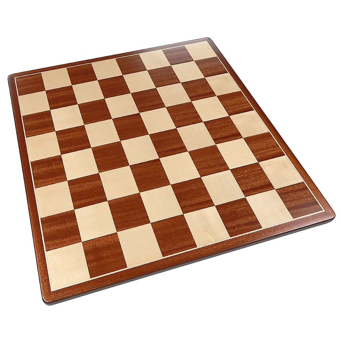 Pallas Rounded Corners Chess Board with Inlaid Mahogany Wood, Large 17 x 17 Inch, Board Only