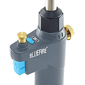 BLUEFIRE BTS-8090 Auto ON/OFF Trigger Start Heavy Duty Gas Welding Torch Head Adjustable Swirl Flame Hand Hold Portable Fuel by MAPP/MAP Pro/Propane 1lb Bottle Tank (Torch Kit with MAPP Cylinder)