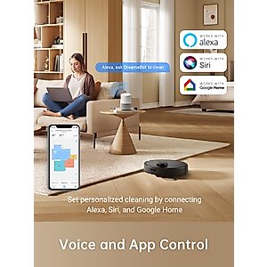 dreame D9 Max Robot Vacuum and Mop Combo, LiDAR Navigation, 4000Pa Strong Suction Power, 180mins Runtime, 2-in-1 Sweep and Mop, Compatible with Alexa