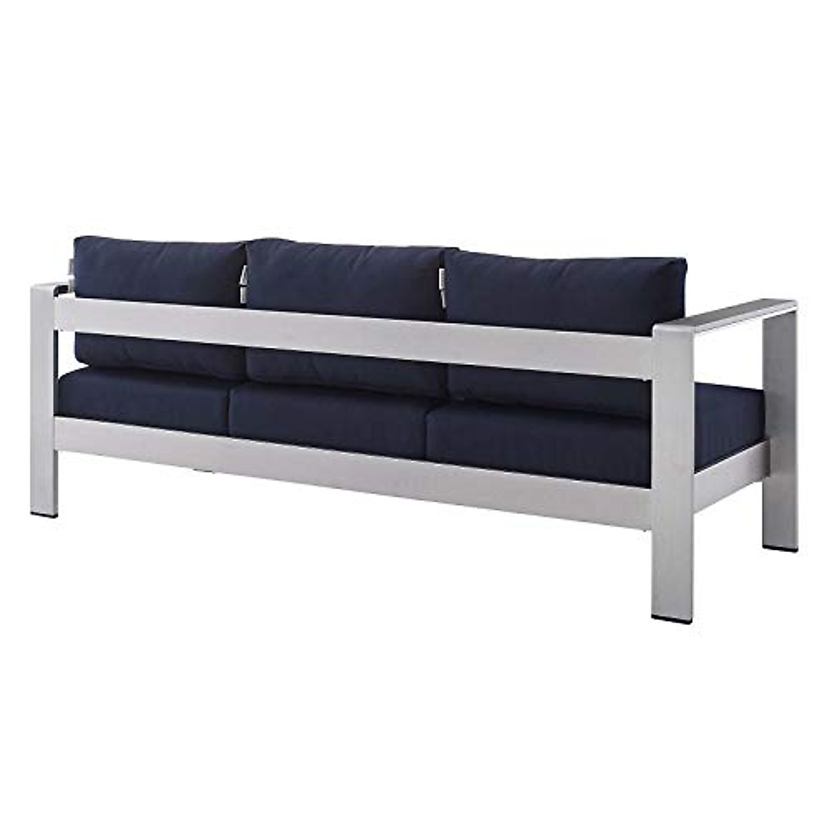 Modway EEI-4228-SLV-NAV Shore EEI-4228-SLV-NAVShore Sunbrella Patio Sofa in Silver Navy