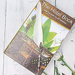 Vikye Quill Pen, English Calligraphy Retro Feather Quill Dip Pen Fountain Pen Sign Pen Set Stationery Gift (White)