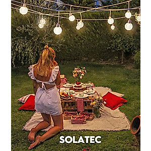 Solatec Led Smart String Lights, Shatterproof 25 RGBW Bulbs Color Changing IP65 Waterproof Light App Control with DIY Color Scenes, Music Modes, Bluetooth 21.2ft Globe Lights for Backyard Porch