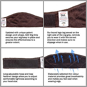 GEX Wig Grip Band Adjustable Wig Comfort Band Headband Flexible Velvet Scarf Wig Comfort Non-Slip Adjustable Fasten Wig Bands With Arch Extra Hold for Women (Brown)