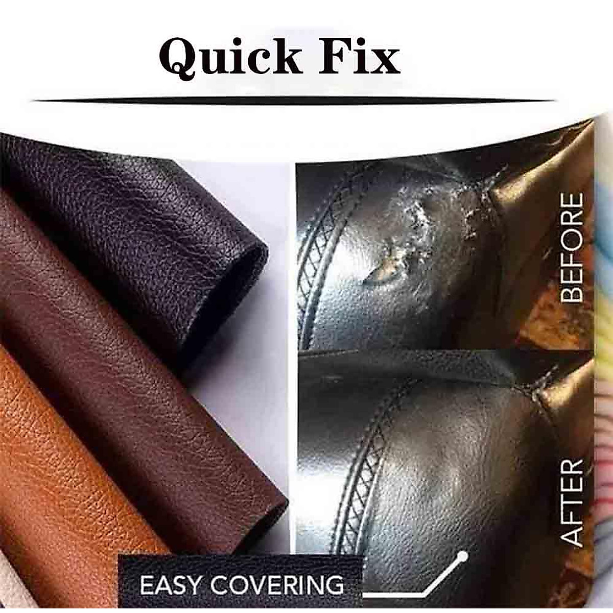 MAYNUO Dark Brown Odorless Leather Repair Patch, Leather Repair Tape, 19X50 Inch Self-Adhesive Couch Patch, Waterproof, Wear-Resistant, for Furniture, Drivers Seat, Sofas, Car Seats