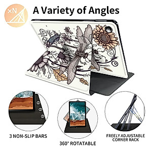 FUYOCWE Case for Samsung Galaxy Tab A8 Case 10.5 Inch Tablet 2022 Model SM-X200/X205/X207,360 Degree Rotating Swivel Anti Slide Stand Flip Smart Cover Case-Dragonfly Flower Drawing yyyy