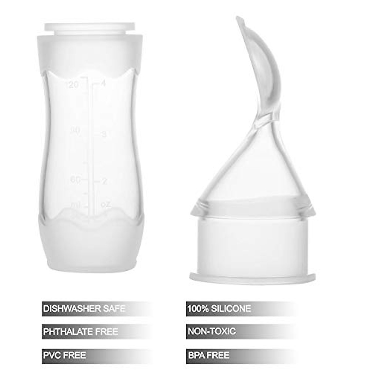 PandaEar (2 Pack) Silicone Baby Food Dispensing Spoon|4 oz Infant Fruit Squeeze Feeder| Travel Friendly Kids Toddlers Boys Girl (Blue)