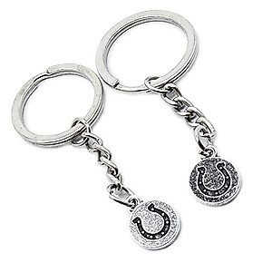 50 Pieces Keychain Keyring Door Car Key Chain Ring Tag Charms Supplies LE1M4R Horseshoe Horse Hoof