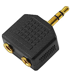 Eilumduo 3.5mm Headphone Y Splitter, 2 Pcs Gold Plated Male to Dual Female Audio Stereo Jacks, Black Adapter Converter for Media Players, Audio Devices