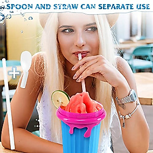 New 500ml Slushie Maker Cup, Large Capacity TIK TOK Magic Quick Frozen Smoothies Cup, Cooling Cup, Double Layer Squeeze Slushy Maker Cup, Happy Gifts for Kids (Blue)