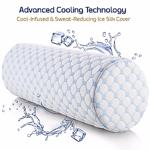 Nestl Neck Roll Pillow for Pain Relief - Premium Memory Foam – Bolster Pillow for Sleeping with a Breathable Cooling Cover - Comfy Cylinder Neck Roll Pillow