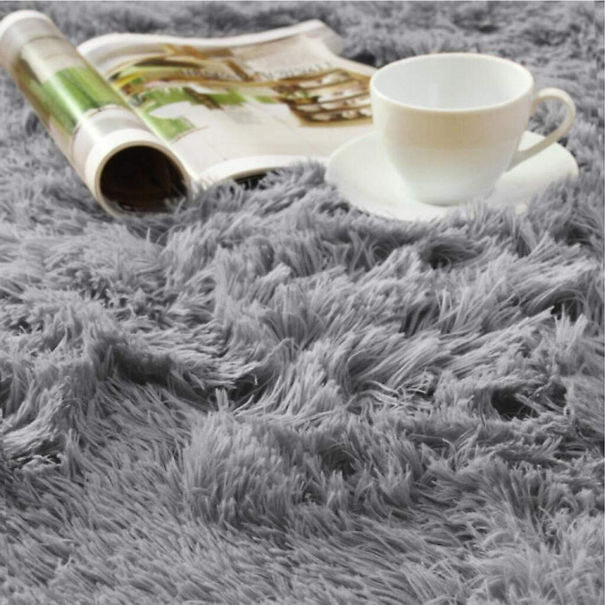 ACTCUT Super Soft Indoor Modern Shag Fur Area Rugs Fluffy Rugs Anti-Skid Shaggy Kids Rug Dining Room Home Bedroom Carpet Floor Mat 4 x 5 Feet, Grey