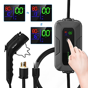 voltfanty Level 1&2 EV Charger, Electric Vehicle Portable Charger with 27.8FT Cable, Home EV Charging Station for J1772 Electric Cars, 16Amp 110V-240V, NEMA 6-20 & NEMA 5-15 Plug