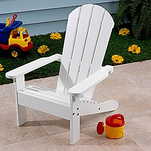 KidKraft Wooden Adirondack Children's Outdoor Chair, Kid's Patio Furniture, White, Gift for Ages 3-8