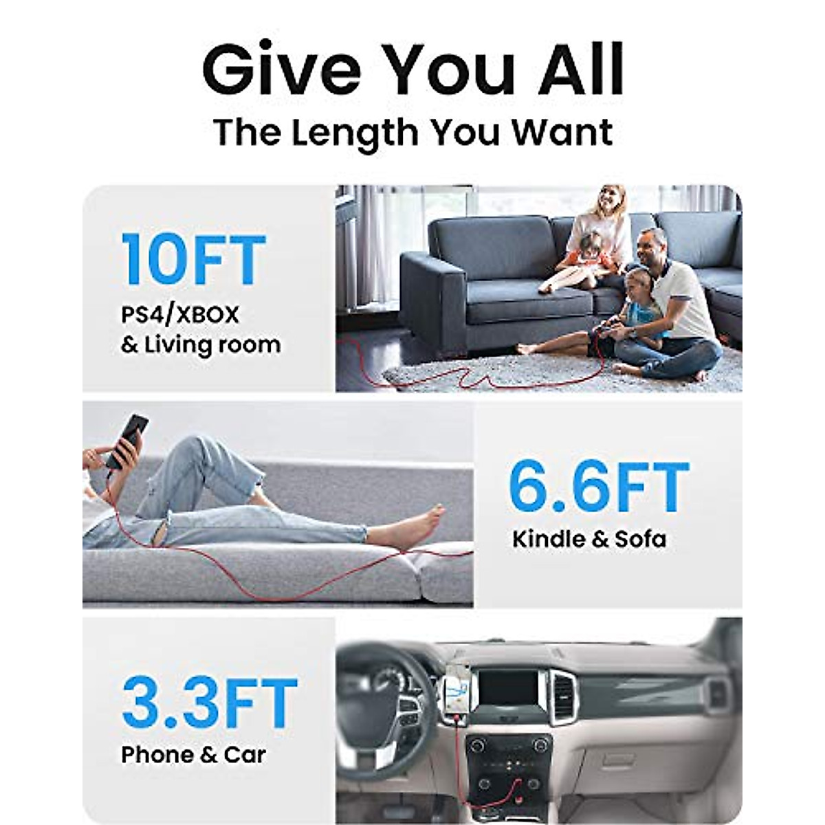 Micro USB Fast Charging Cable [3-Pack 10+6.6+3.3ft], Durable [Never Repture] Android Fast Charging&Data Transfering Cable Micro USB Charger, AINOPE Quick Charging Micro USB Cord