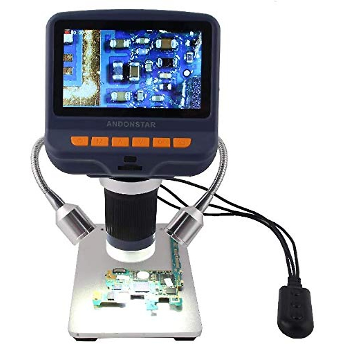 Andonstar AD106S Digital Solder Microscope Electronic Repair Coin Collection Jewelry Appraisal Antique Authentication and Children Biology Slides Observation 200X Magnification with 4.3-inch Display