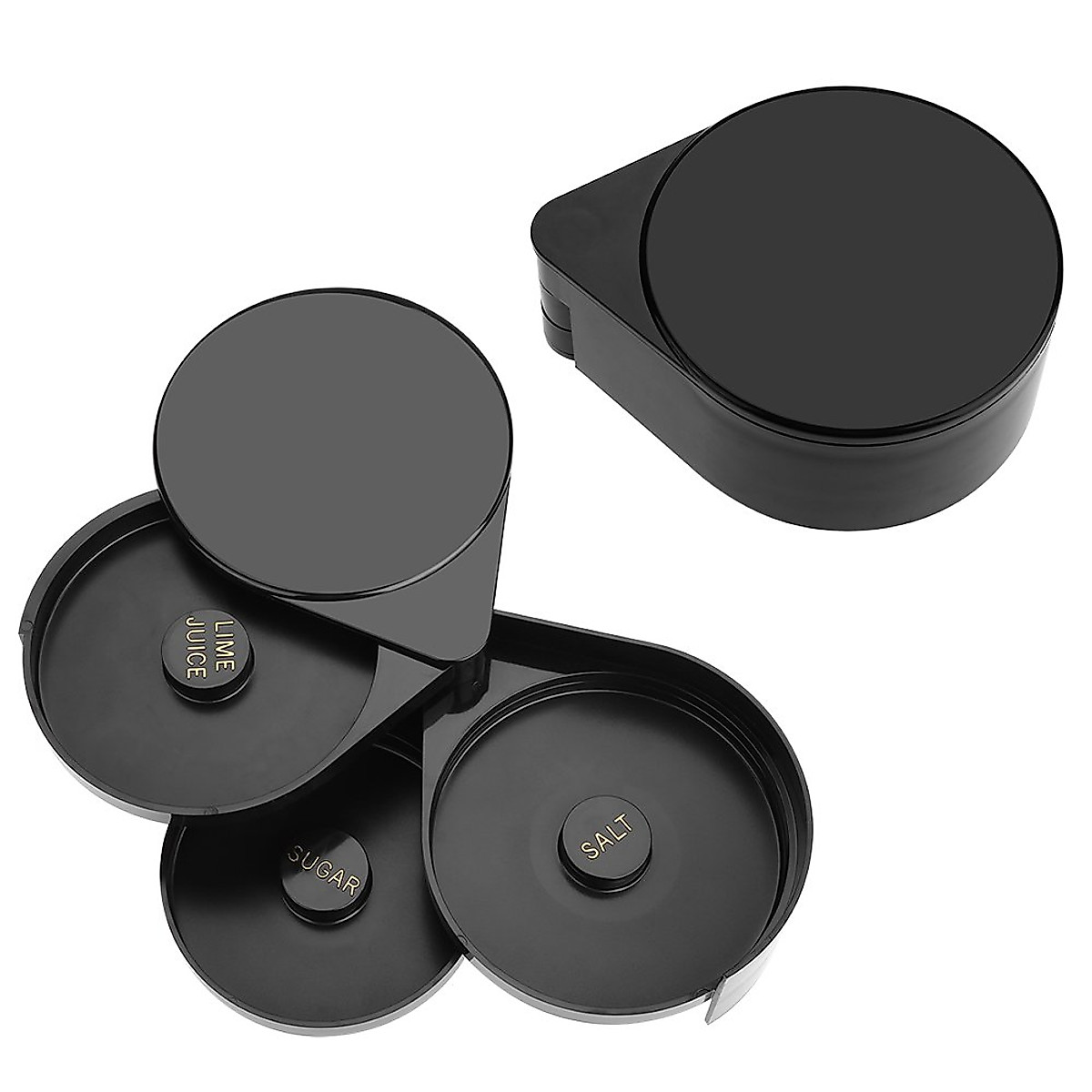 Acrylic 3 Tier Salt Rimmer, 3 Tier Sugar Salt Rim Lime Tray Bar Rimmer for Margarita and Cocktail Practical Bartender Tool (Black)