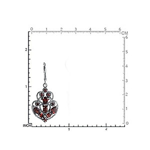 Silvershake 5.8ct. Natural Garnet 925 Sterling Silver Filigree Victorian Style Leverback Dangle Earrings Jewelry for Women