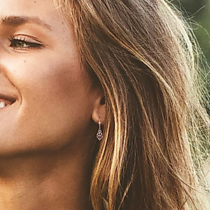 14K Rose Gold Art Nouveau Swirl Teardrop Dangle Leverback Earrings - 1.42"