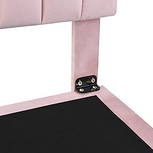 anwickjeff Modern Queen Size Velvet Upholstered Bed Frame with Smart Led Light and Headboard, Floating Bed Frame Queen Size for Kids, Smart Bed, Bedroom Sets (Pink)