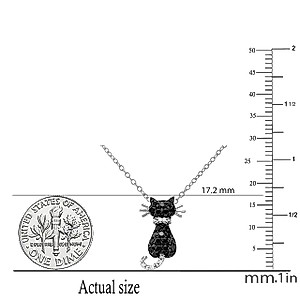 Dazzlingrock Collection 0.40 Carat (ctw) Round Black and White Diamond Kitty Cat Feline Animal Pendant | 10K White Gold