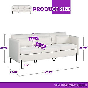 TYBOATLE Upholstered Modern Loveseat Sofa Couch with 2 Rectangular Pillows and Metal Legs, 55" W Fabric Comfy Couches for Living Room, Bedroom, Small Space, Apartment, Office (Cream Beige)