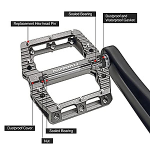 MZYRH Road/Mountain Bike Pedals MTB Pedals Bicycle Flat Pedals 3 Bearings 9/16” Aluminum Alloy Bicycle Platform Pedals for BMX MTB (TI)