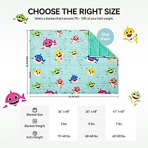 Insugar Weighted Blanket 3lbs, 36 x 48inch, Flannel Heavy Blankets Throws with Minky Dots for Calming, Cartoon Pattern, Soft and Smooth Weighted Lap Blanket, Mint Shark