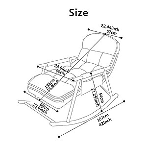 Adult Rocking Chair Adjustable Back Recliner Chair for Living Room Patio Balcony,Glider Rocker Upholstered Armchair, Sturdy Metal Frame,Modern Leisure Chair (Color : Dark Grey)