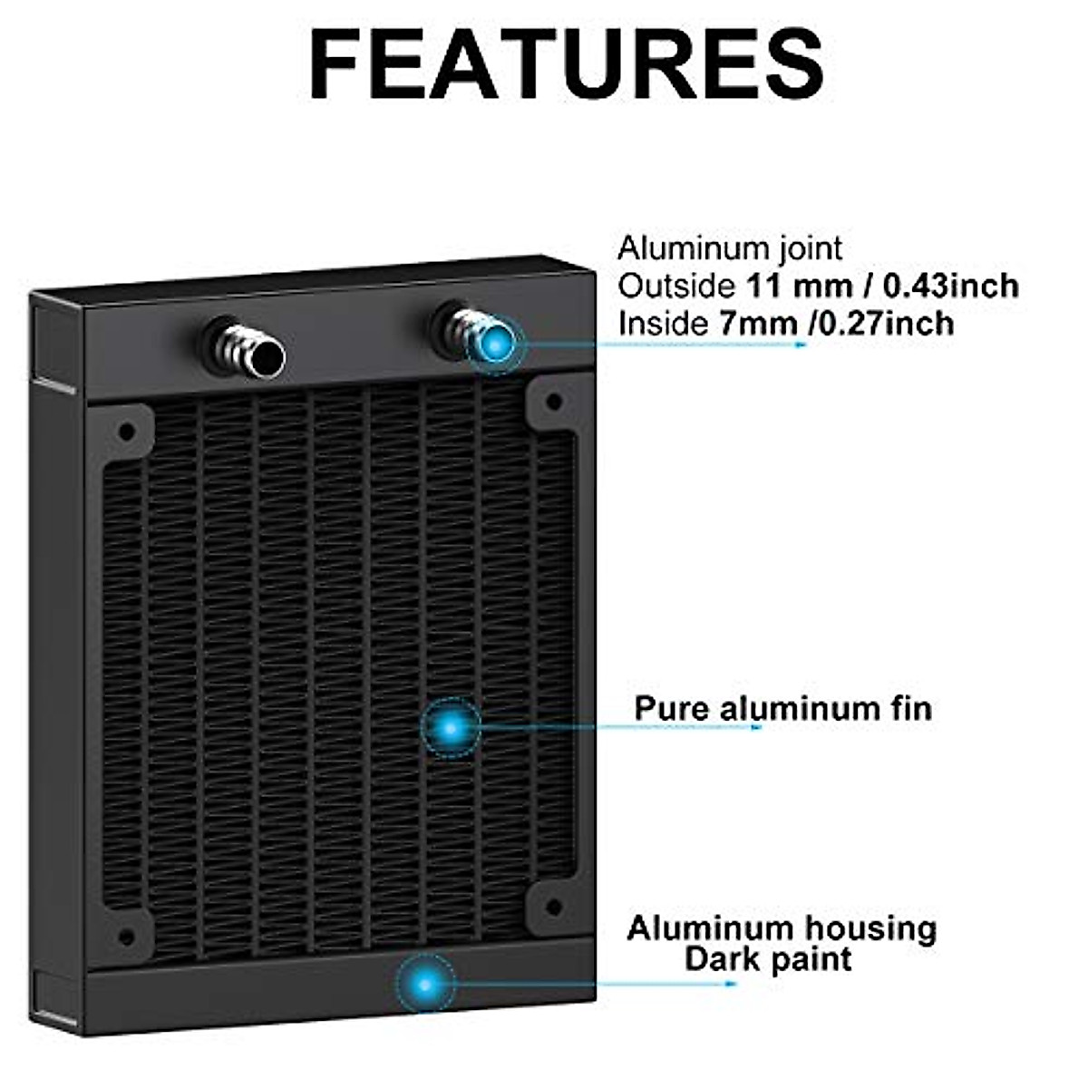 Clyxgs Water Cooling Radiator, 12 Pipe Aluminum Heat Exchanger Radiator with Tube for PC CPU Computer Water Cool System DC12V 120mm