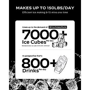 Silonn Commercial Ice Maker Machine, 90lbs/24H with 30lbs Bin, Full Heavy Duty Stainless Steel Construction, Self-Cleaning, Clear Cube for Home Bar, Include Connection Hose, Scoop
