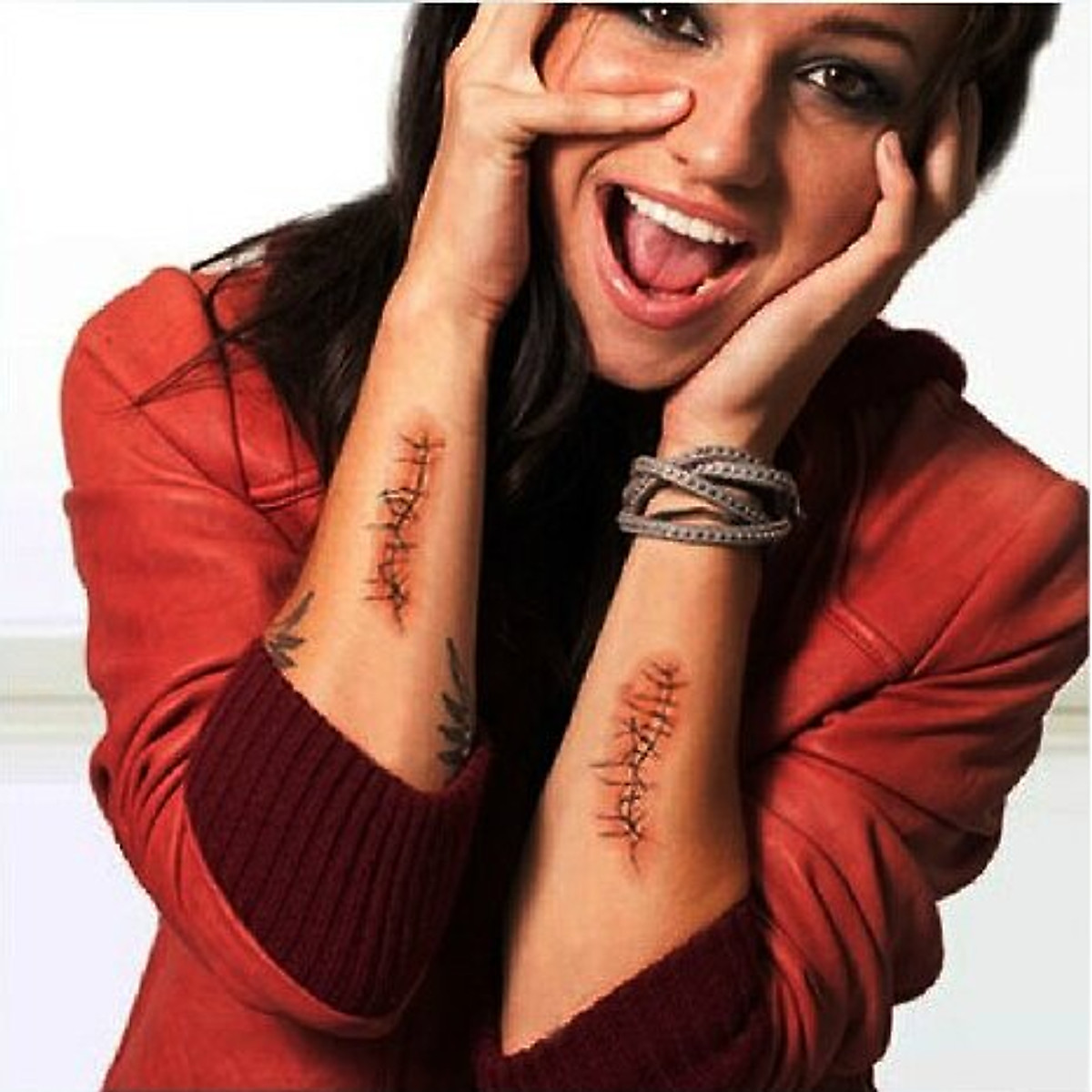 Halloween Body Face Scar Realistic Temporary Tattoos Sticker Paper Waterproof for Fool's Day Fun