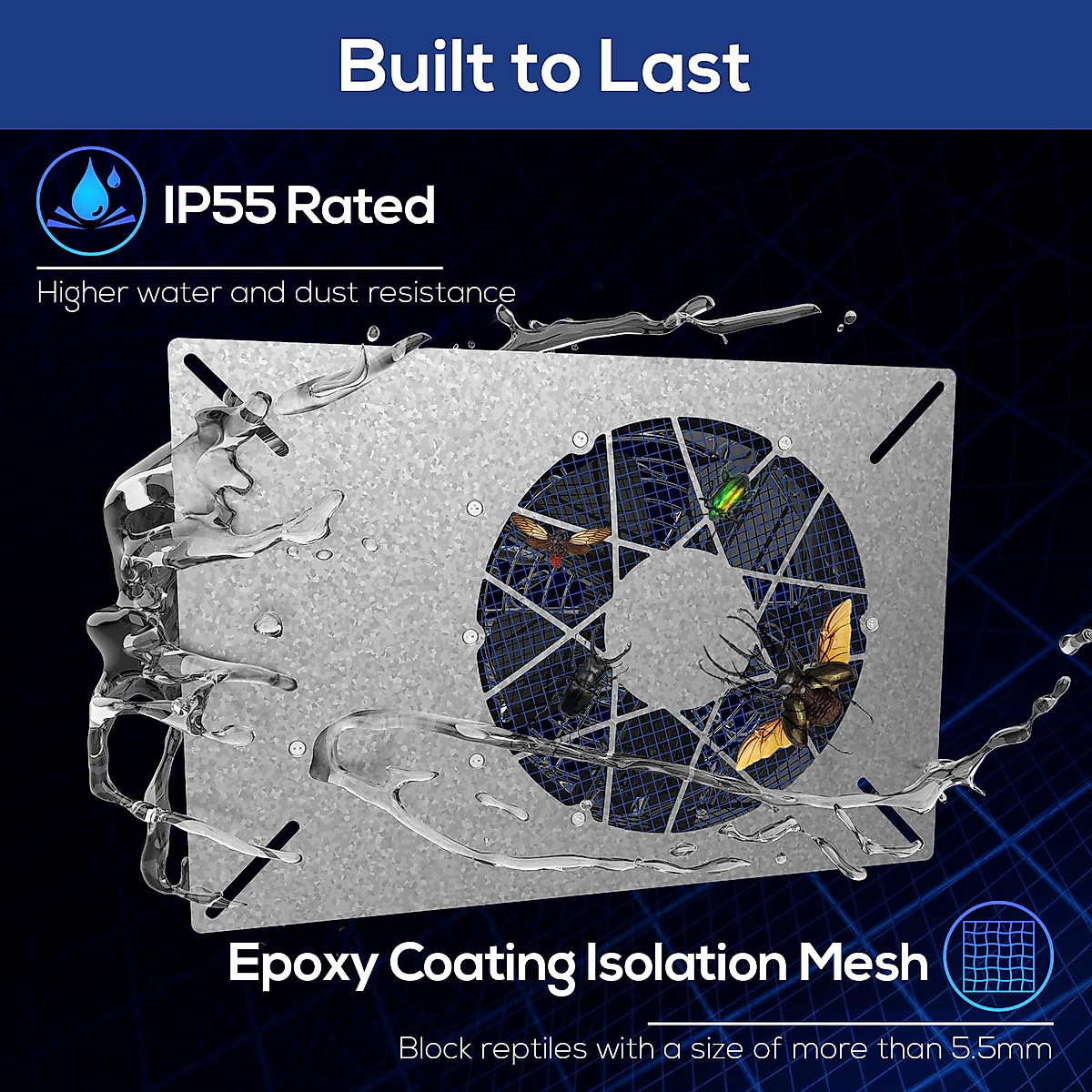 Abestorm 540CFM IP-55 Rated Crawlspace Ventilation Fan with Humidistat & Thermostat, 8.7inch Basement Vent Fans with Isolation Mesh, Ventilator Fan for Crawl Space Basement Garage Attic Grow Tent