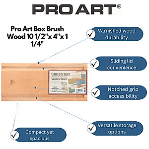 PRO ART Paint, 10-1/2-inch x 4-inch x 1-1/4-inch Brush Box, Natural