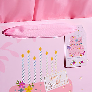 SUNCOLOR 16" Extra Large Gift Bag with Tissue Paper for Girls (Happy Birthday Cake)