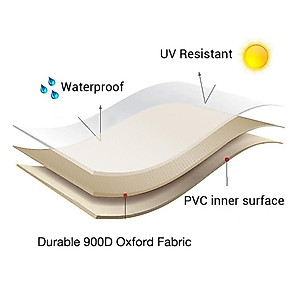 Patio Furniture Covers, Heavy Duty Round Patio Table Cover (48D x 26H Inch) Outdoor Dining & Coffee Table Cover for Veranda, Lawn, Table, Chair-Waterproof & Weather Resistant, Anti UV - Beige & Brown