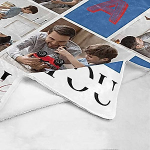 InterestPrint Personalized Dad Blanket from Daughter Son Wife, Grateful Love Birthday Gift Throws Blankets, Happy Father's Day Present Father Gifts Idea, 30 x 40 Inches