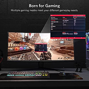 Fiodio 35” Ultra Wide QHD 21:9 Gaming Monitor, with Adaptive Sync, 120Hz Refresh Rate, Picture in Picture, By sRGB 99%, 2xHDMI 2xDisplay Ports, R1800, 3440*1440P, (DP Cable Included), Black (V3L6W)