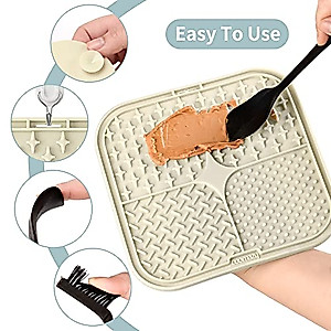 Coomazy Lick Mat for Dog and Cat, Slow Feeder & Non-Slip Design, Boredom and Anxiety Reducer, Suitable for Food, Treats, Yogurt, Peanut Butter and Liver Paste, BPA-Free, Non-Toxic, 2-Packs