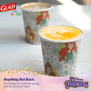Glad for Kids Disney Princess 9oz Paper Cups | Disney Princess Paper Cups, Kids Snack Cups | Kid-Friendly Paper Cups for Everyday Use, 9oz Paper Cups 24 Ct