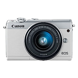 Canon EOS M100 Mirrorless Camera w/ 15-45mm Lens - Wi-Fi, Bluetooth, and NFC Enabled (White)