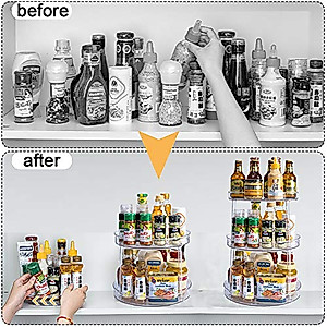 Non-Skid 3 Tier Lazy Susan for Kitchen, Cabinet, Pantry,Lazy Susan Turntable Cabinet Organizer，360 Degree Rotating Spice Rack，Lazy Susan Turntable