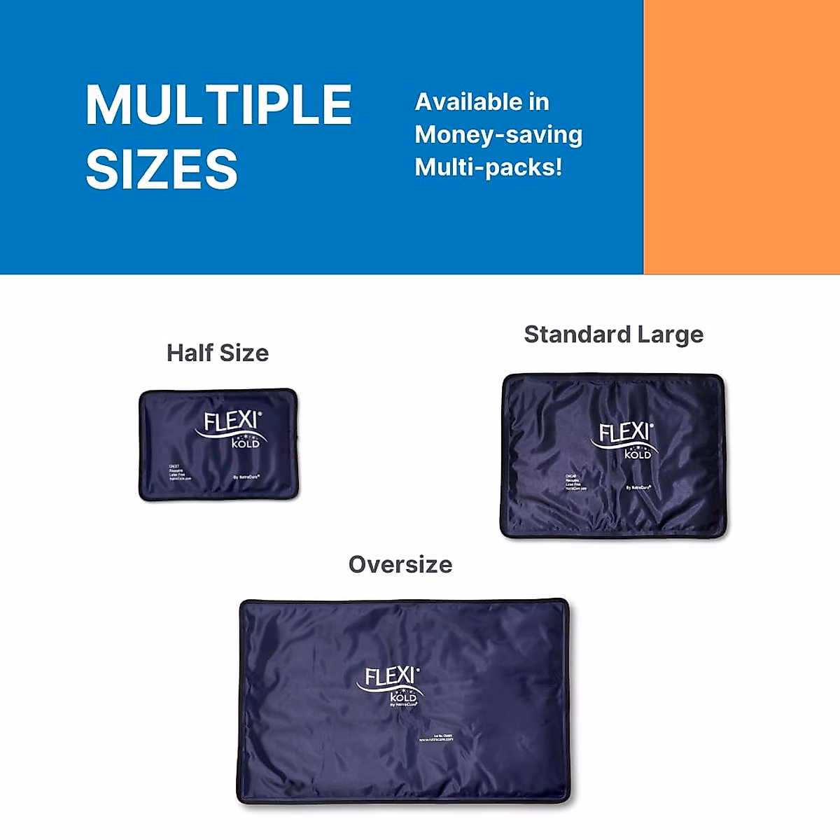 2 FlexiKold Gel Ice Packs - Ice Packs for Injuries Reusable, Back Pain Relief, Knee Ice Pack Wrap, After Surgery, Ice Pack for Knee - 6303-COLD-2PK by NatraCure - Medium - 7.5” x 11.5” – 2PK