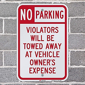 SmartSign - T1-1061-EG_12x18 No Parking - Violators Towed Sign By | 12" x 18" 3M Engineer Grade Reflective Aluminum