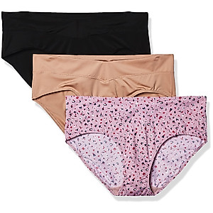 Warner's womens Blissful Benefits No Muffin Top 3 Pack Hipster Panties, Mauve Shadows Pop Toasted Almond Black, Medium US