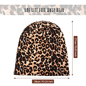 Geyoga 4 Pcs Silk Satin Bonnet for Sleeping Women Bonnet Hair Wrap Sleep Cap Double Layer Sleeping Bonnet Slouchy Beanie Hat(Black, Blue and Wine Red, Leopard, Blue and Pink)