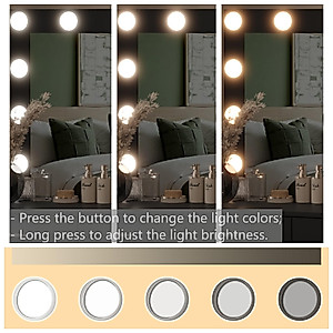 Irontar Vanity Desk, Makeup Vanity with 10 LED Lights and 4 Drawers, Brightness Adjustable, Dressing Table with 6 Shelves, Vanity Table for Women, Black WDT003B