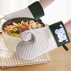 Oven Mitts Oven Gloves Silicone and The Inner Cotton Insulation Heat Resistant 500 Degree Kitchen Cooking Gloves