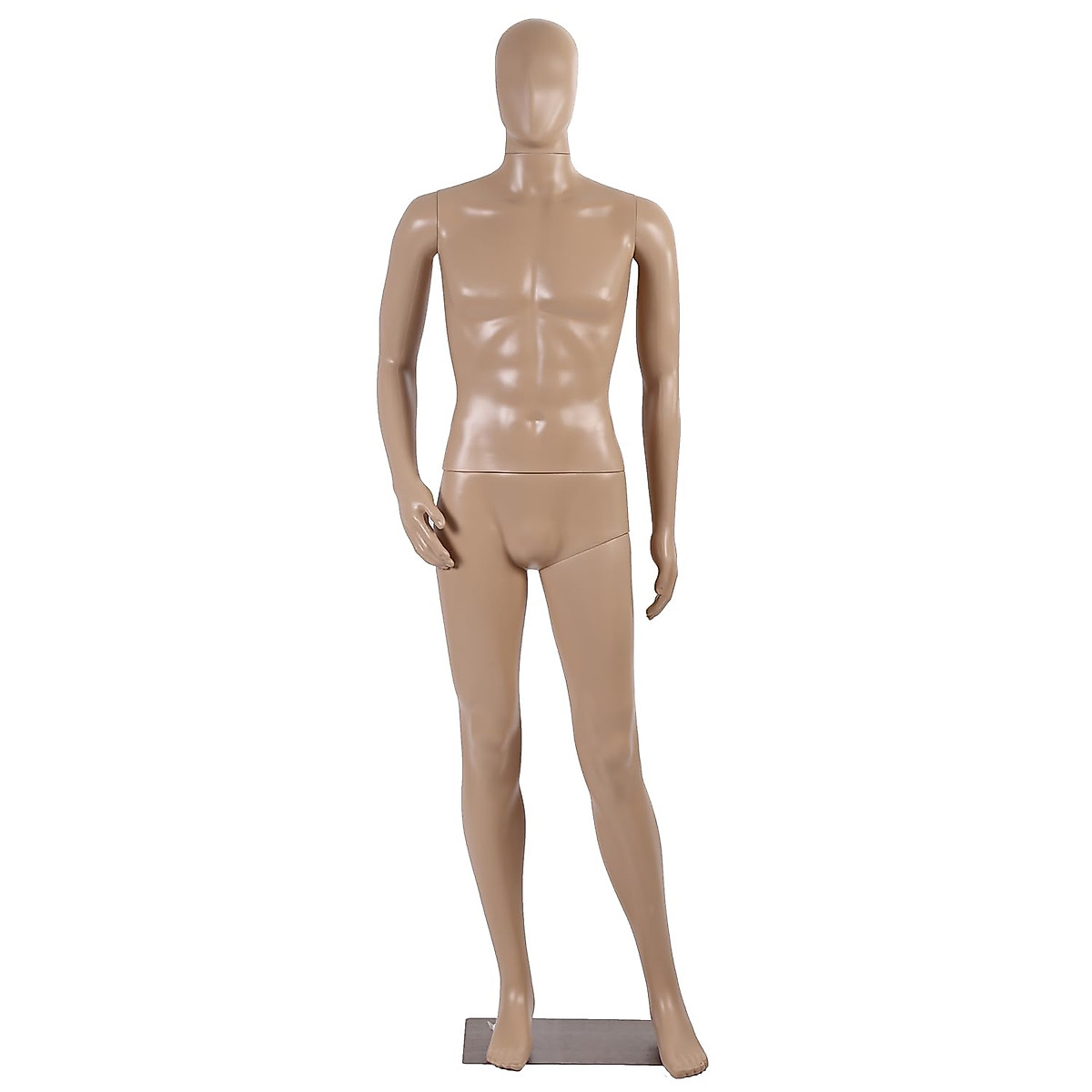 Mannequin Torso Manikin Dress Form Male 73" Adjustable Detachable Realistic Full Body Mannequin Model Display with Metal Base Plastic Head Turns Poseable Adult Dummy Mannequin Stand, Nude